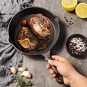 CherHome Cast Iron Skillets 3 Piece，Pre-Seasoned Cast Iron Frying Pan，Cast Iron Fry Pan Skillet Set Includes 6.5in，8in，10in Pans，Ideal for Use on any Type of Cooktop，Oven Safe