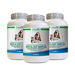 Dog Hair and Skin Supplements - PET Hair and Coat Health - for Dogs and Cats - Immune Booster - Itch and HOT SPOT Relief - Vitamin e for Dogs Oral - 3 Bottle (180 Tabs)