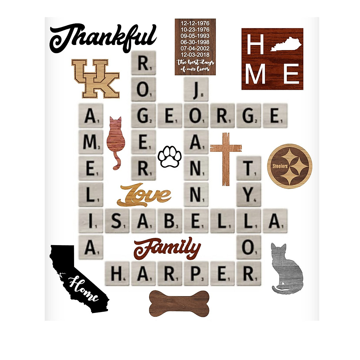 Scrabble 4 x 4 Tiles, Wooden Wall Ready to Hang Tiles, Wall Decor, Farmhouse Style, Scrabble Pieces, Personalized Sign, Wooden Letters