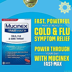 Mucinex Fast-Max Cold, Flu, & Sore Throat Caplets, 20ct