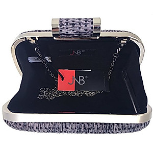 JNB Raffia Straw Box Clutch, Black