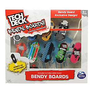 TECH DECK Bendy Boards 5 Piece Set, Rubberized Fingerboards with Working Wheels to Use as Collectible Mini Skateboard Erasers