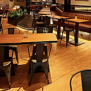 MoNiBloom Metal Dining Chair Set of 4 Stackable Indoor 17.5" Seat Height Bar Chairs with Back Outdoor Side Metal Kitchen Chairs for Bistro Cafe Side Restaurant Use, Gunmetal