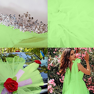 Tulle Fabric Rolls by Yards, Tulle Organza Fabric Spool for DIY Decor Wedding Backdrop Crafts Birthday Party Supplies Tulle Spool for Gift Bow Craft Tutu Skirt (6" X 100 Yards, Apple Green)