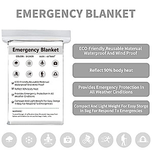 Colstaror Oversized Survival Blankets for First Aid Kit Outdoor Gear Emergency Trauma Bag for Camping Hunting Hiking Home Car Earthquake Adventures(Silver, 8)