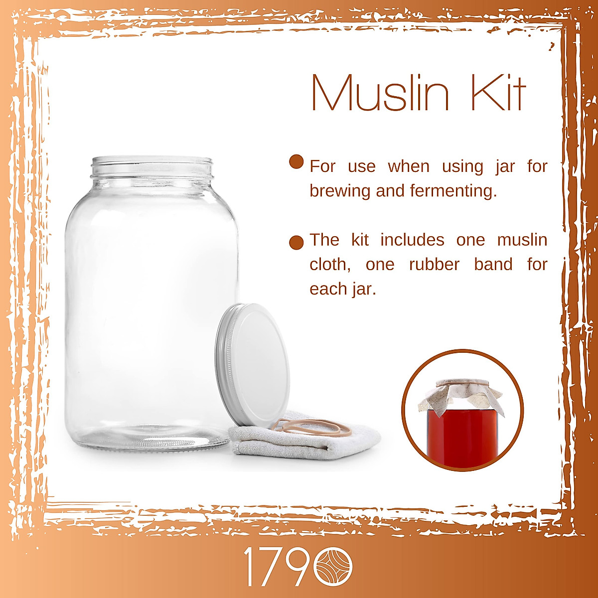 Large Glass Jars with Lid - Wide Mouth 1 Gallon Glass Jar with Lid - Glass Gallon Jar for Kombucha & Sun Tea - Gallon Mason Jars are Large Glass Jars with Lids 1 Gallon for Food Storage - 2 Pack