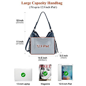 Over Earth Hobo Purses and Handbags for Women Genuine Leather Shoulder Bag Crossbody Purse(O171E Blue)