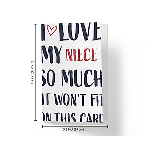 Sweet and Funny Birthday Card for Niece, Large 5.5 x 8.5 Niece Birthday Card, Happy Birthday Niece Card, Birthday Card Niece, Karto This Much Niece