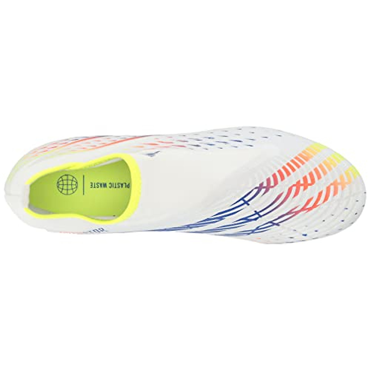 adidas Unisex Edge.3 Predator Firm Ground Soccer Shoe, White/Solar Yellow/Power Blue (Laceless), 11 US Men