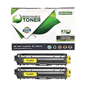 Renewable Toner Compatible TN-225Y High Yield Cartridge Replacement for Brother TN225Y TN-225 TN225 DCP-9020 HL-3140 3150 3170 3180 MFC-9130 9330 9340 (Yellow, 2-Pack)