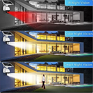 Security Camera Camera 3MP Wifi Solar Camera Outdoor PIR Human Detection Wireless PTZ Camera 30M Color Night Vision 2-Way Audio Home Security IP Camera Surveillance Camera with Spotlight ( Size : 3MP
