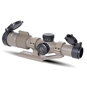Monstrum Alpha Series 1-4x24 First Focal Plane FFP Rifle Scope | ZR305 H-Series Offset Scope Mount | Flat Dark Earth | Bundle