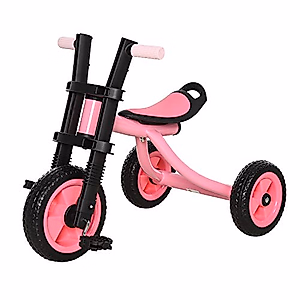 Qaba 3 Wheel Kids Tricycle Toddler Walking Trikes with Adjustable Seat for 3-6 Years Old Boys & Girls Pink