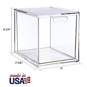 STORi Audrey Stackable Clear Bin Plastic Organizer Single Drawer | 6.75-Inches Tall | Organize Cosmetics and Beauty Supplies on a Vanity | Made in USA