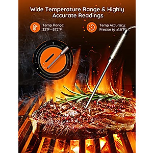 Govee WiFi Meat Thermometer, Wireless Meat Thermometer with 4 Probe, Smart Bluetooth Grill Thermometer with Remote App Notification Alert, Digital Rechargeable BBQ Thermometer for Smoker Oven Kitchen