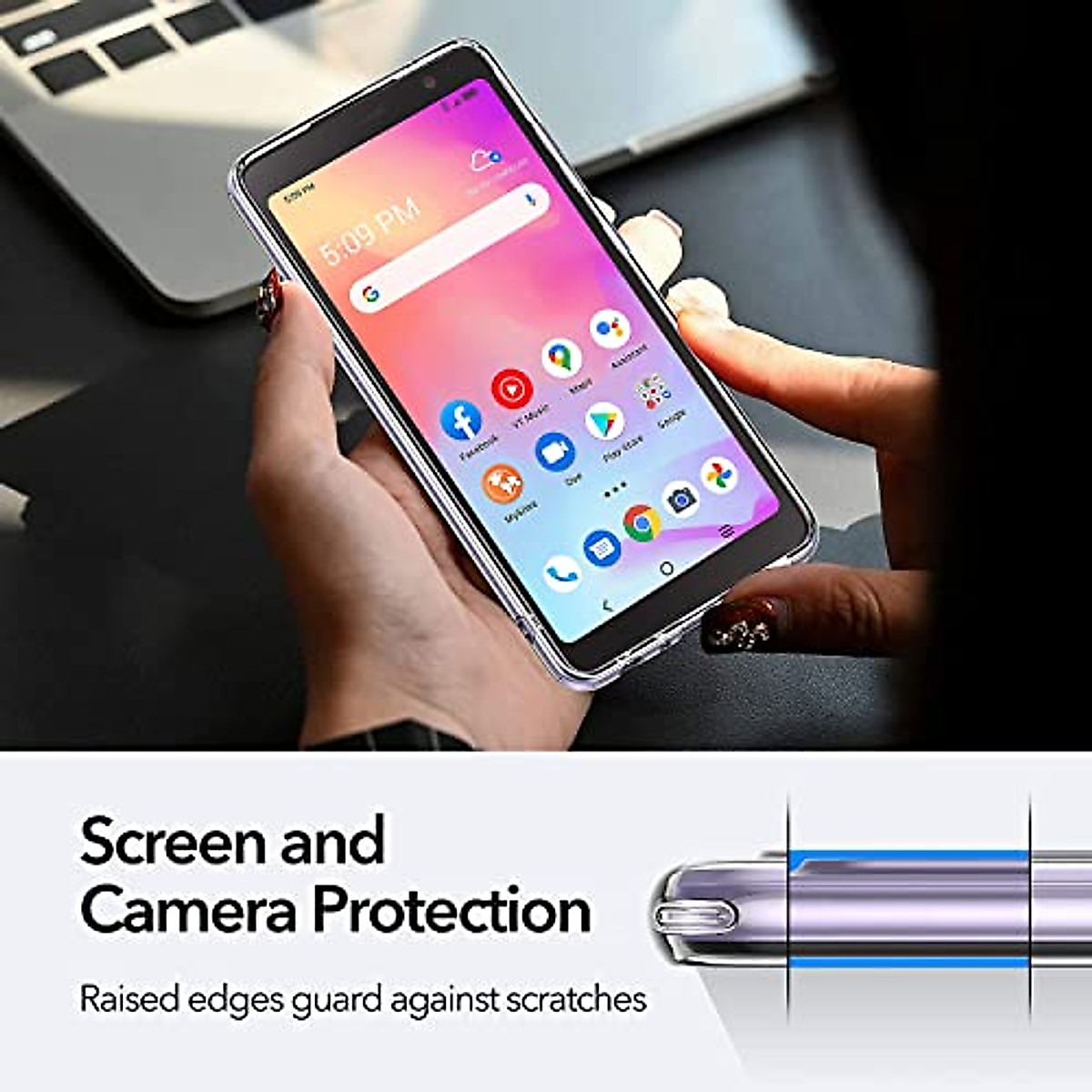 YJROP (3-Pack) for Alcatel TCL A3 A509DL/for TCL A30 Case, Soft Clear TPU [Scratch-Resistant] Drop Silicone Bumper Protection Shockproof Phone Case Cover for Alcatel TCL A3 A509DL,Flower