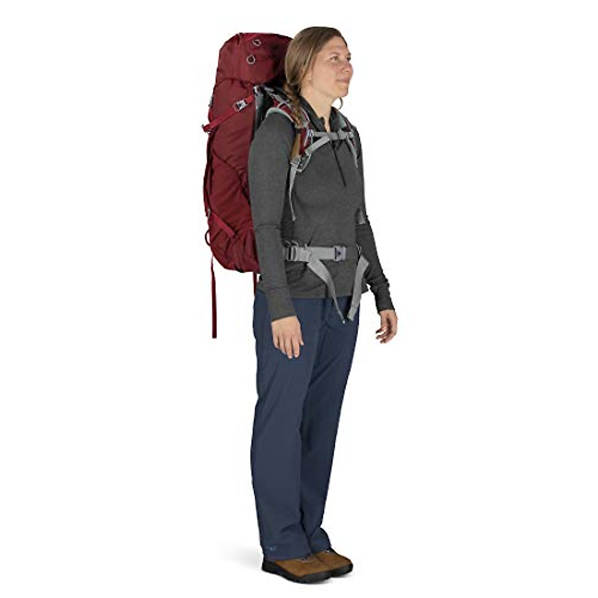 Osprey Ariel 55L Women's Backpacking Backpack, Claret Red, WXS/S