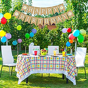 Pudodo Jute Burlap Daisy Themed Happy Birthday Banner Spring Summer Birthday Party Nursery Kitchen Mantle Fireplace Decoration