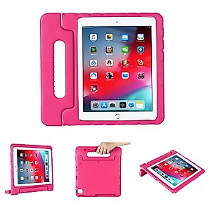 UUcovers Kids Case for Apple iPad Pro 12.9 inch 2022/2021/2020/2018 (6th/5th/4th/3rd Generation) with Pencil Holder/Rotating Kickstand Swivel Handle EVA Foam Shockproof Rugged Flip Stand Cover, Rose
