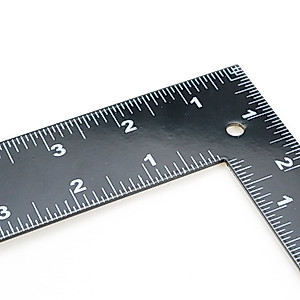 Meprotal Stainless Steel 90 Degree Angle Measuring Square Ruler L-Shaped Woodworking Measuring Wood Tool 150×300mm (Black)
