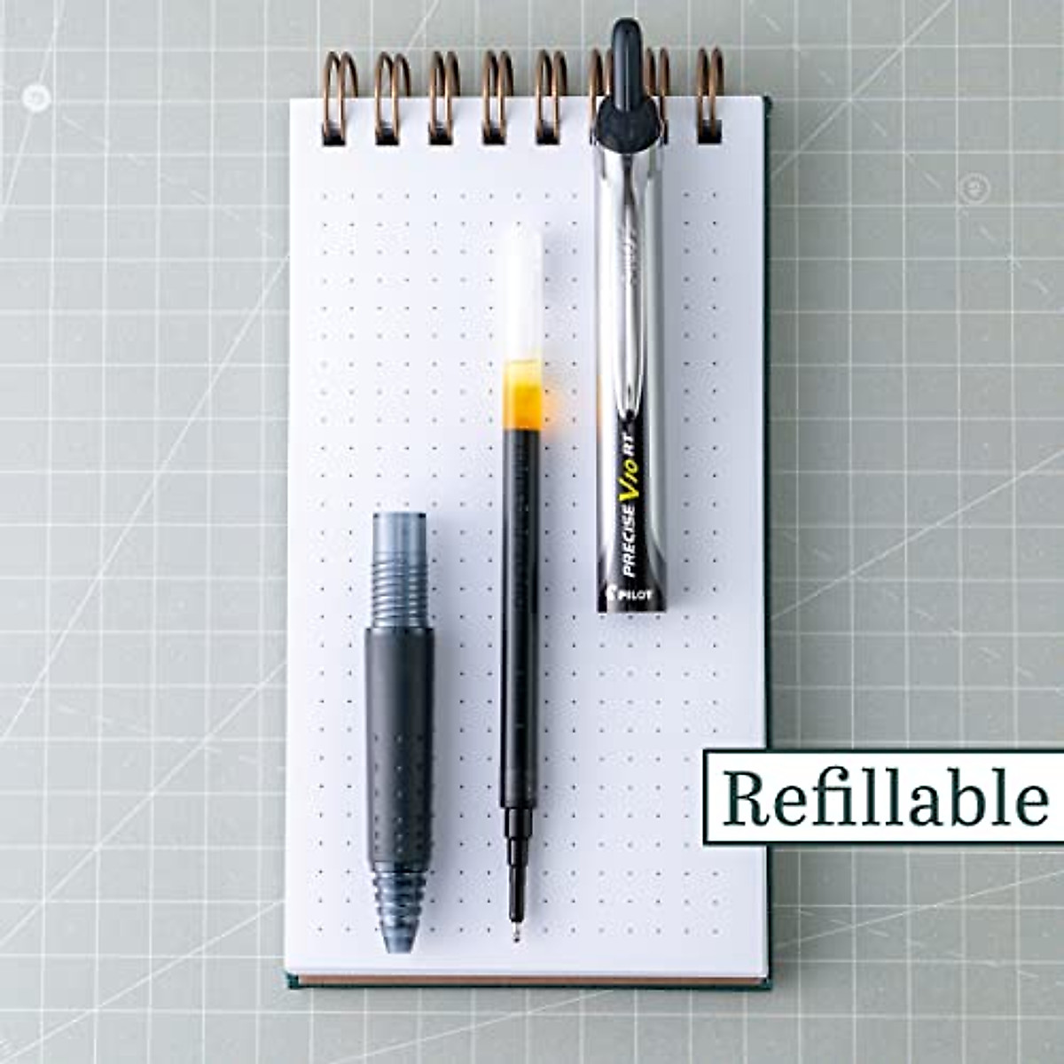 Pilot Precise V10 RT Retractable Liquid Ink Rollerball Pens, Bold Point, 1.0mm, Black Ink, 6 Count