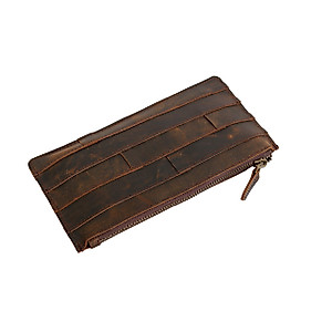 JYOS Leather Pen Pencil Case Small Purse Pouch Men Women Bag in Bag (Vintage Brown)