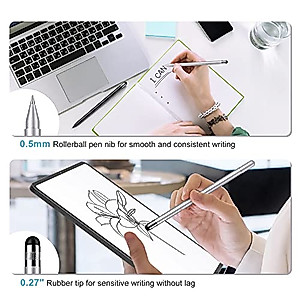 Stylus Pens for Touch Screens - Digiroot 2 in 1 Universal Stylus Rollerball Pen, Sensitive and Durable, Compatible with iPad/iPhone/Samsung/Tablet(2 Pack Stylist Pens)