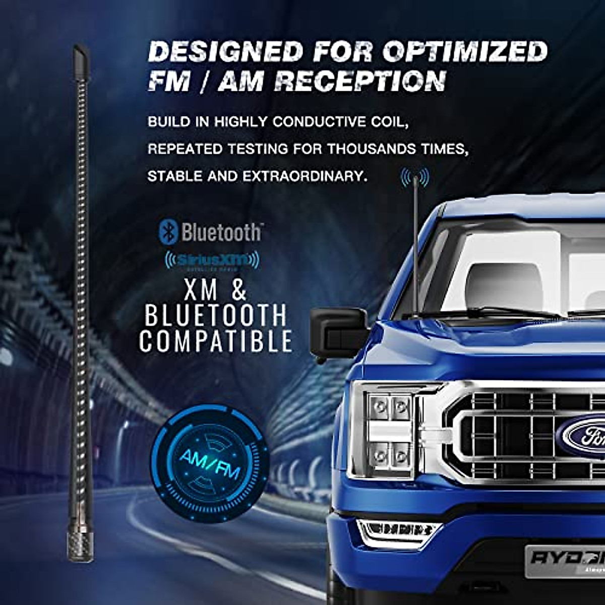 RYDONAIR Antenna Compatible with Ford F150 2009-2024 | 13 inches Flexible Rubber Antenna Replacement | Designed for Optimized FM/AM Reception