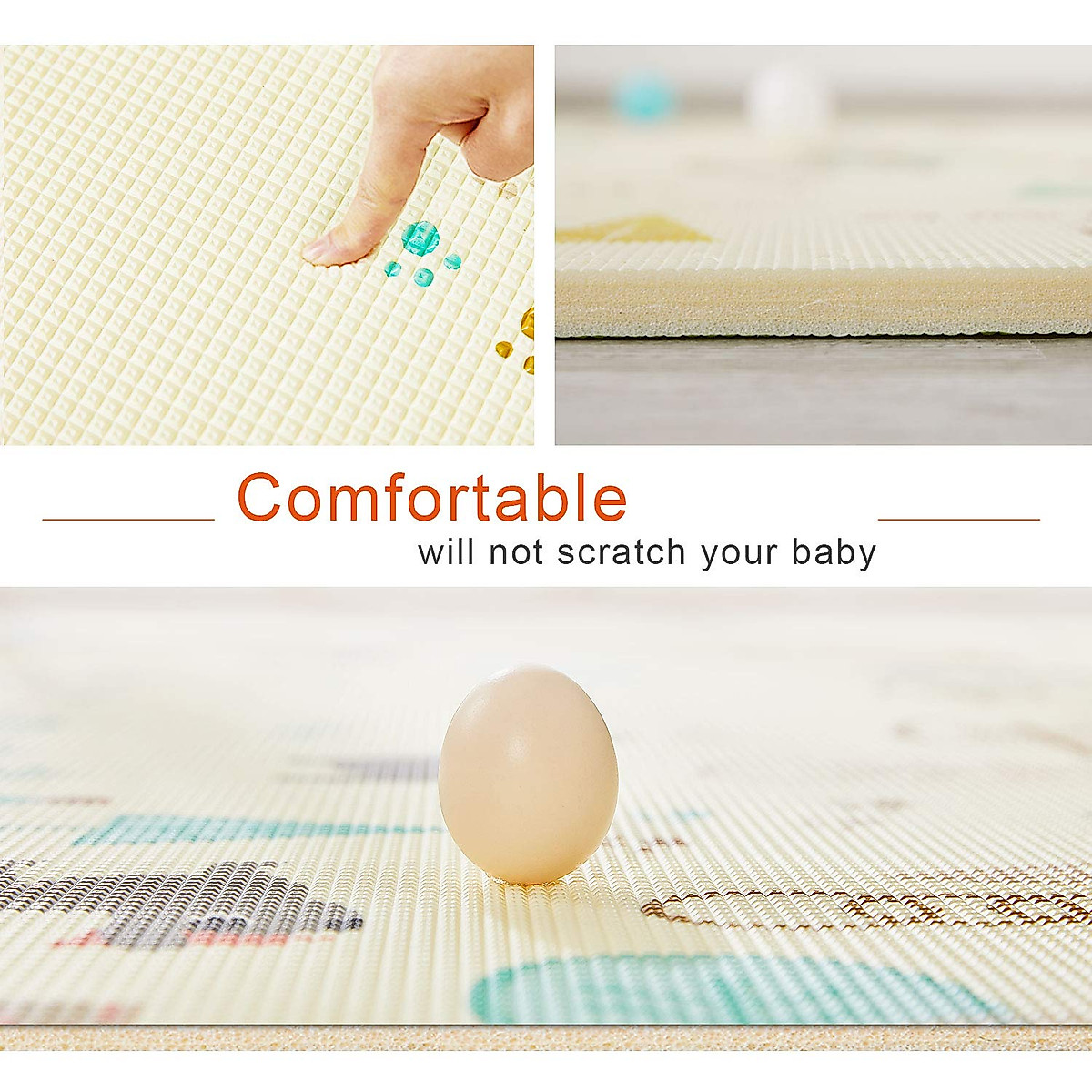 Angelbliss Play Mats for Babies - Haute Collection - Play Mat for Infants – Non-Toxic Baby Rug – Cushioned Baby Mat Waterproof Playmat – Reversible Double-Sided Kindergarten Mat (Medium - Blue)