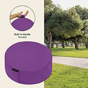 Retrospec Sedona Zafu Meditation Cushion Filled w/Buckwheat Hulls - Yoga Pillow for Meditation Practices - Machine Washable 100% Cotton Cover & Durable Carry Handle; Round, Mulberry