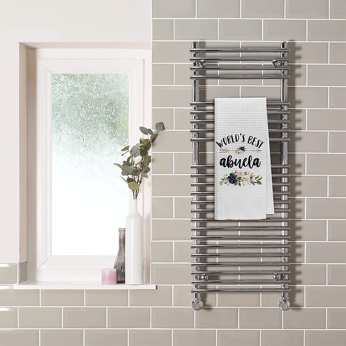 DIBOR World's Best Abuela Kitchen Towels Dish Towels Dishcloth,Best Grandma Absorbent Drying Cloth Hand Towels Tea Towels for Bathroom Kitchen,Grandma Mother's Day Birthday Gifts from Grandkids