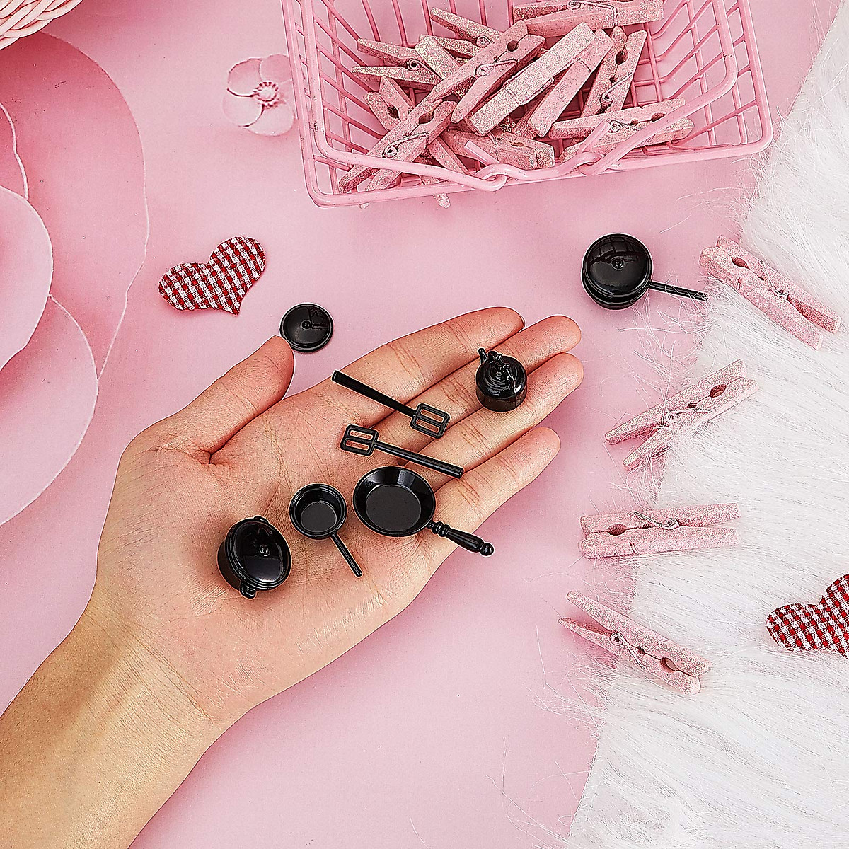 20 Pcs Dollhouse Miniature Cooking Set Miniature Pots and Pans 1/12 Scale Miniature Metal Stovetop Cookware for Mini Dollhouse Kitchen, Dollhouse Decoration Accessories for Party Supplies Pretend Play