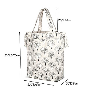 Teamoy Knitting Tote Bag with Drawstring Closure, Portable Yarn Storage Bag for Knitting Needles, Yarn Skein and Crochet Supplies, Tree (Bag Only)