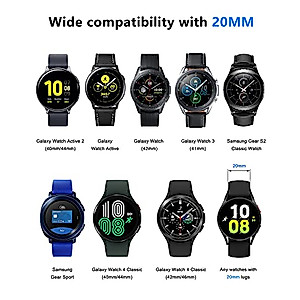 20mm Watch Bands Compatible with Samsung Galaxy Watch 6/Classic, 4/Classic Band 40mm 42mm 44mm 46mm, Watch Active 2 40mm 44mm/Watch 3 41mm, Soft Silicone Bands Elastic Replacement Galaxy Strap