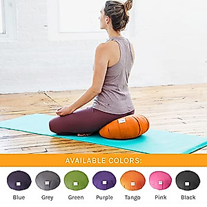 Sol Living Zafu Meditation Cushion Round Yoga Pillow Floor Cushions Lotus Sitting Pose Premium Cotton Bolster Meditation Pillow Pouf - Yoga Meditation Accessories - 15" x 15" x 7" - Tango