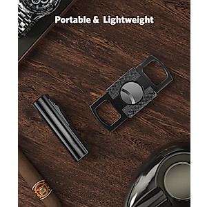 RONXS Cigar Lighter and Cutter Set, Adjustable Jet Flame Torch Lighter and Cigar Cutter, Windproof Cigarette Lighters, Great Gift Idea for Father's Day and Birthday (Butane Gas Not Included) (Black)