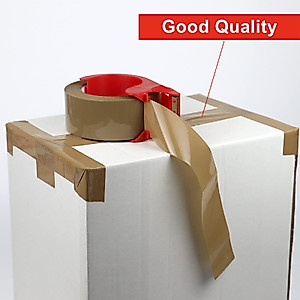 BOMEI PACK 3 Pack Heavy Duty Brown Packing Tape with Dispenser, 2.6 mil, 1.88 inch x 110 Yards, Brown Tape Refills for Industrial Shipping Box Packaging Tape for Moving, Office, & Storage