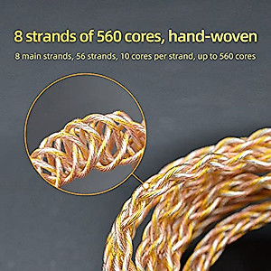 erjigo KZ Gold Silver Mixed Braiding Upgrade Cable 2 pin 0.75mm Replacement Earbuds Audio Cable Compatile with (C Pin (KZ-ZSN/ZSN PRO/ZS10 PRO))