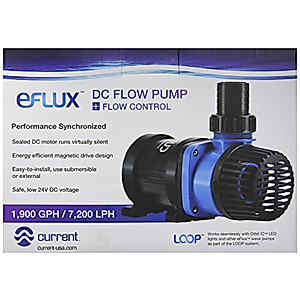 Current USA eFlux DC Flow Pump with Flow Control 1900 GPH | Ultra Quiet, Submerisble or External Installation | Safe for Saltwater & Freshwater Systems, Model Number: 6010