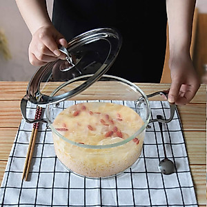 Hgjgwqh Glass Saucepan with Cover Stovetop Cooking Pot with Cover and Stainless Steel Handle Dual Handles Pot for Home Kitchen Restaurant Glass Cookware Stove and Dishwasher Safe,5.5L