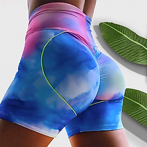 Bblulu Women Yoga Shorts Ruched Booty Biker Shorts High Waisted Gym Workout Shorts Butt Lifting Hot Pants