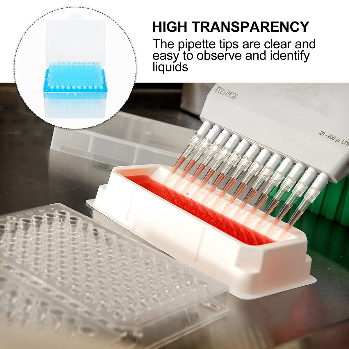 Disposable 1ml Filter Tip Pipette- Extended Tip 1000ul Filter Tip- Easy to Use for Lab Experiment (5 Boxes, Each Box 96pcs)