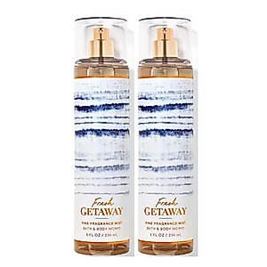 Bath and Body Works Fresh Getaway Fine Fragrance Body Spray Mist Perfume Gift Set - Value Pack Lot of 2 (Fresh Getaway)
