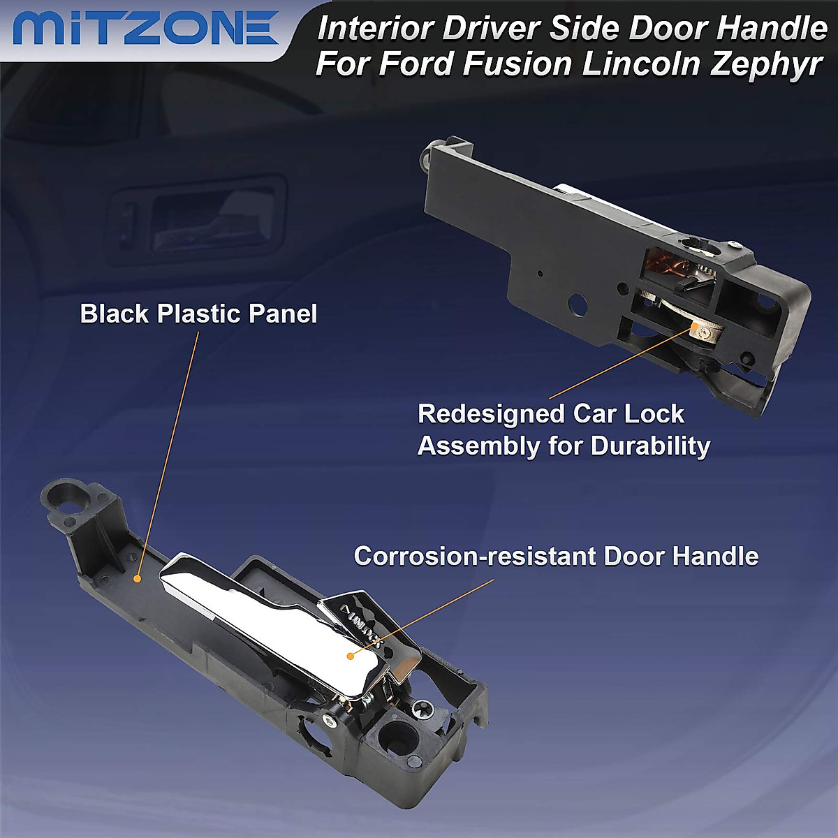 MITZONE Passenger Side Interior Door Handle Front Right Compatible with 2006-2012 Ford Fusion 2007-2012 Lincoln MKZ 2006-2011 Mercury Milan Replaces # 6E5Z5422600AA 81701 6E5Z-5422600-AA