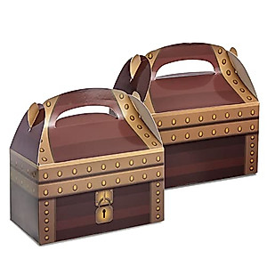 BLUE PANDA 24 Pack Treasure Chest Gable Party Treat Favor Boxes for Kids Pirate Birthday Decorations (6.25 x 3.6 x 3.5 In)