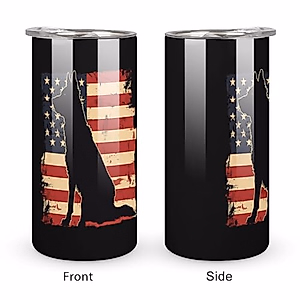 German Shepherd U.S. Flag Funny Coffee Mug Stainless Steel Travel Insulated Tumbler Double Wall Water Cup 10 Oz