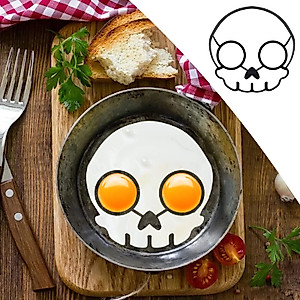 Halloween Horror Skull Fried Egg Mold, Breakfast Omelette Molds, Silicone Skull Cooking Shaper Ring DIY Accessory for Kitchen Camping