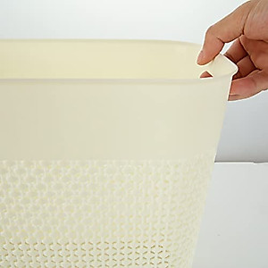 ZOFORTY 3 Pack Slim Plastic Trash Can Wastebasket, 3.5 Gallon Trashcan Garbage Bin with Handles, Rectangle Hollow Trash Bin Waste Basket for Office Bathroom Bedroom Home Kitchen Dorm - 10” High