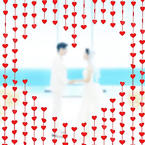 200 PCS Red Hanging Heart Garland Decorations Felt Banner for Valentines Day Wedding Anniversary Birthday Party Supplies Home Décor (DIY)