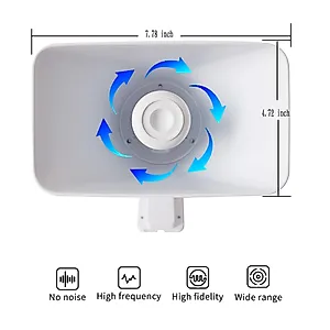 KLLsmDesign 30W Alarm Siren ,Dual Tone Outdoor Self Contained Electric Security Ring Siren with Bracket，6-12V DC 1.1Ah 130db 8 X 5.5 X 9 Inch for Car Home Doorbell Security Protection System,White